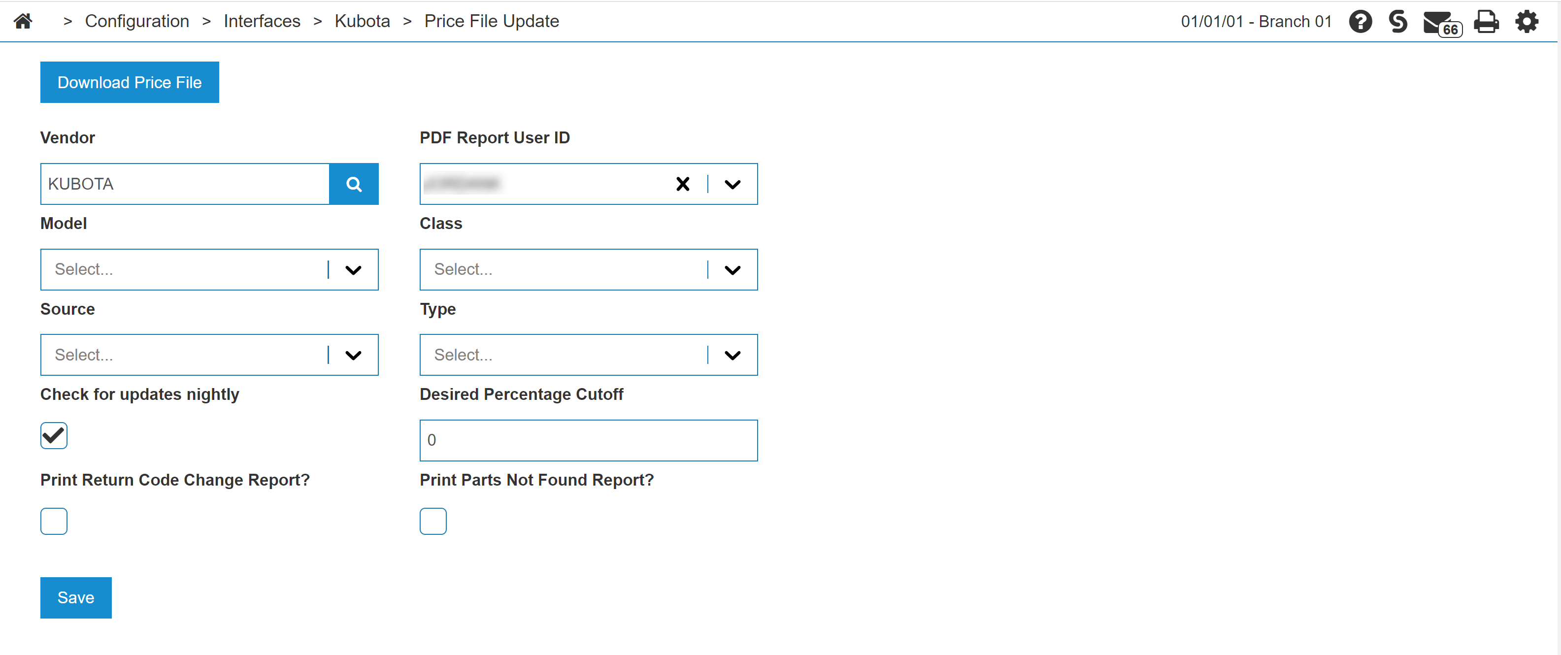 Kubota: Price File Update