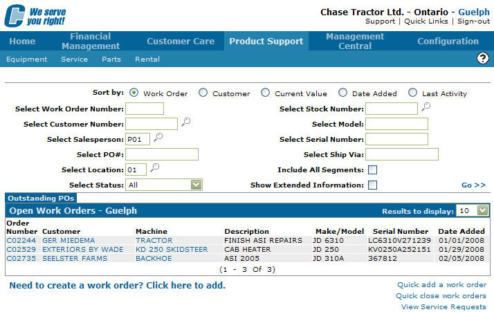 Changing a Work Order s Status