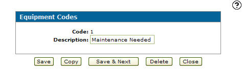 Editing an Equipment Code