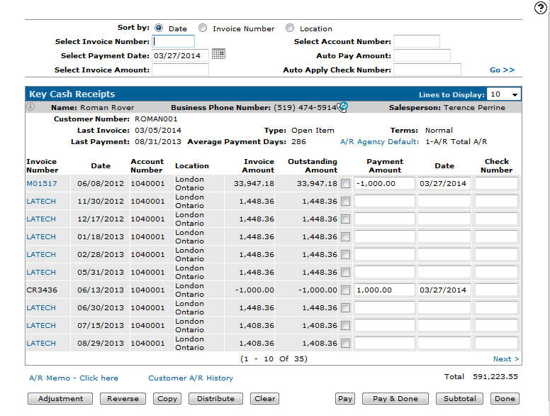 How to apply credits against outstanding invoices in cash receipts
