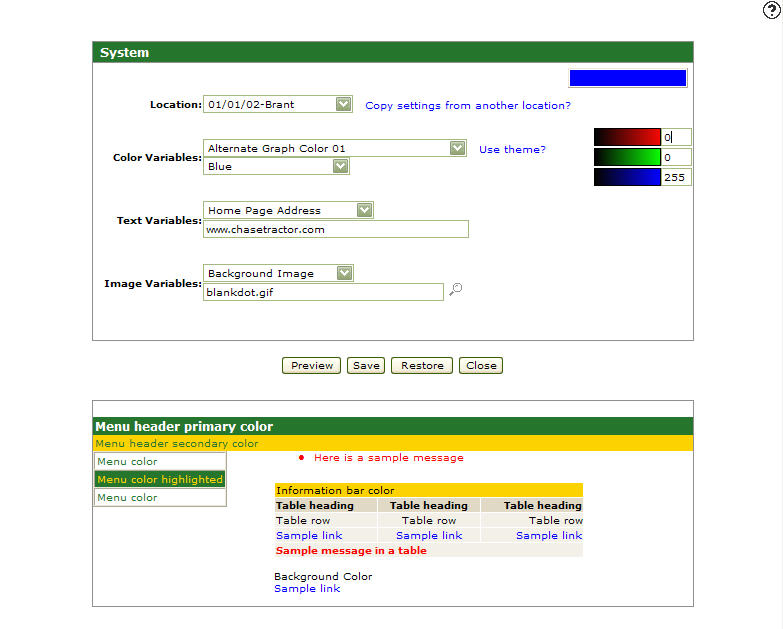 Changing a Branch Location's Default Color