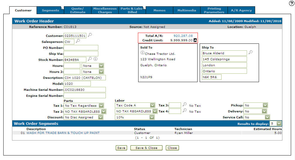 Adding a Work Order Segment